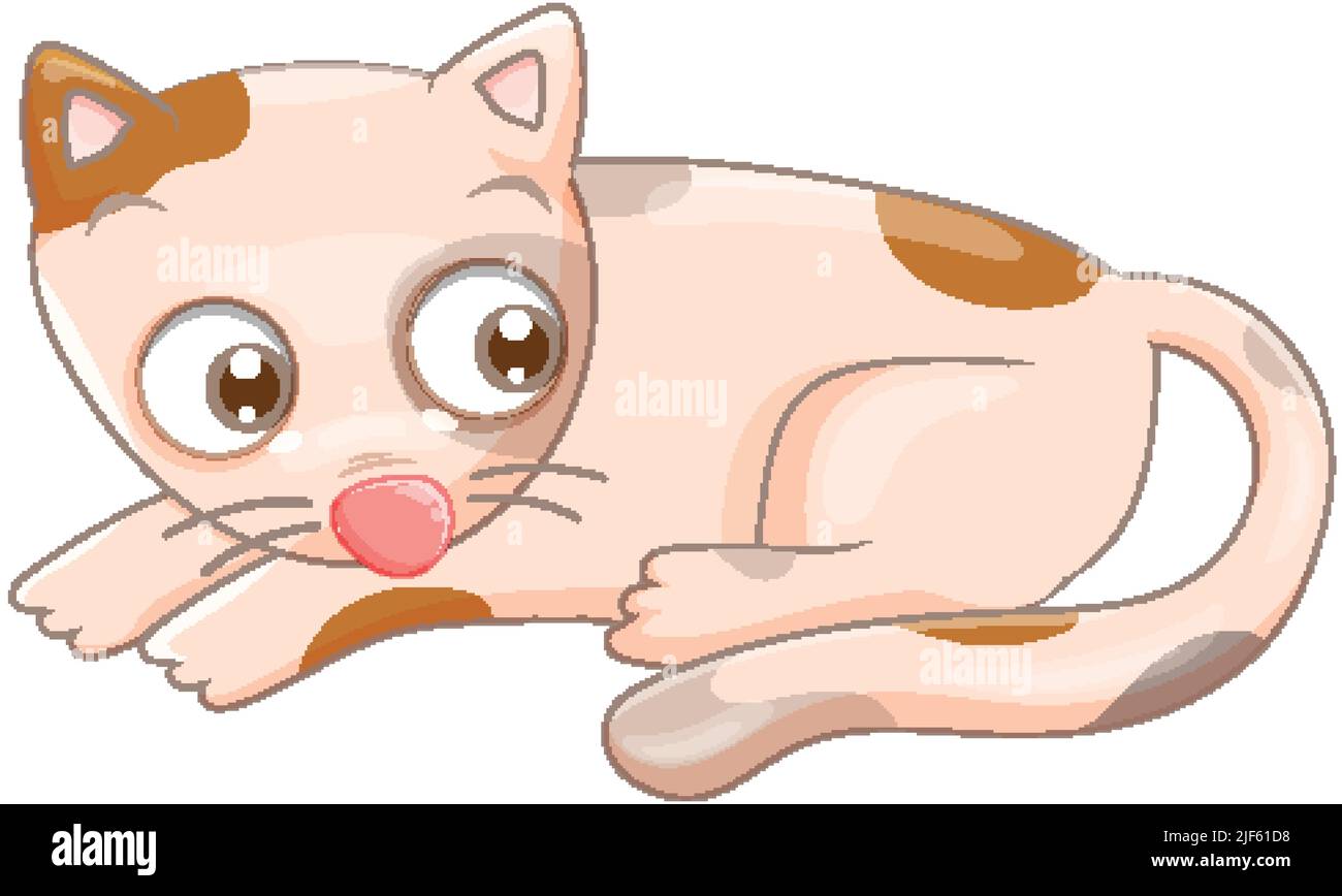 White cat laying down cartoon animal illustration Stock Vector Image ...