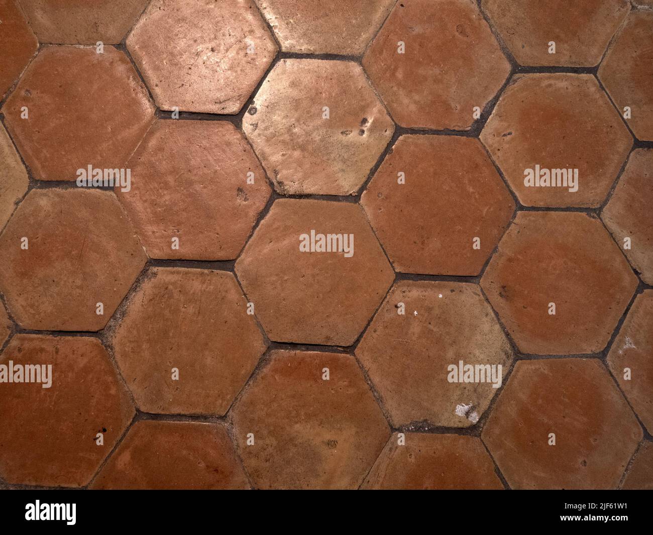old hexagonal ceramic tiles floor detail texture Stock Photo - Alamy