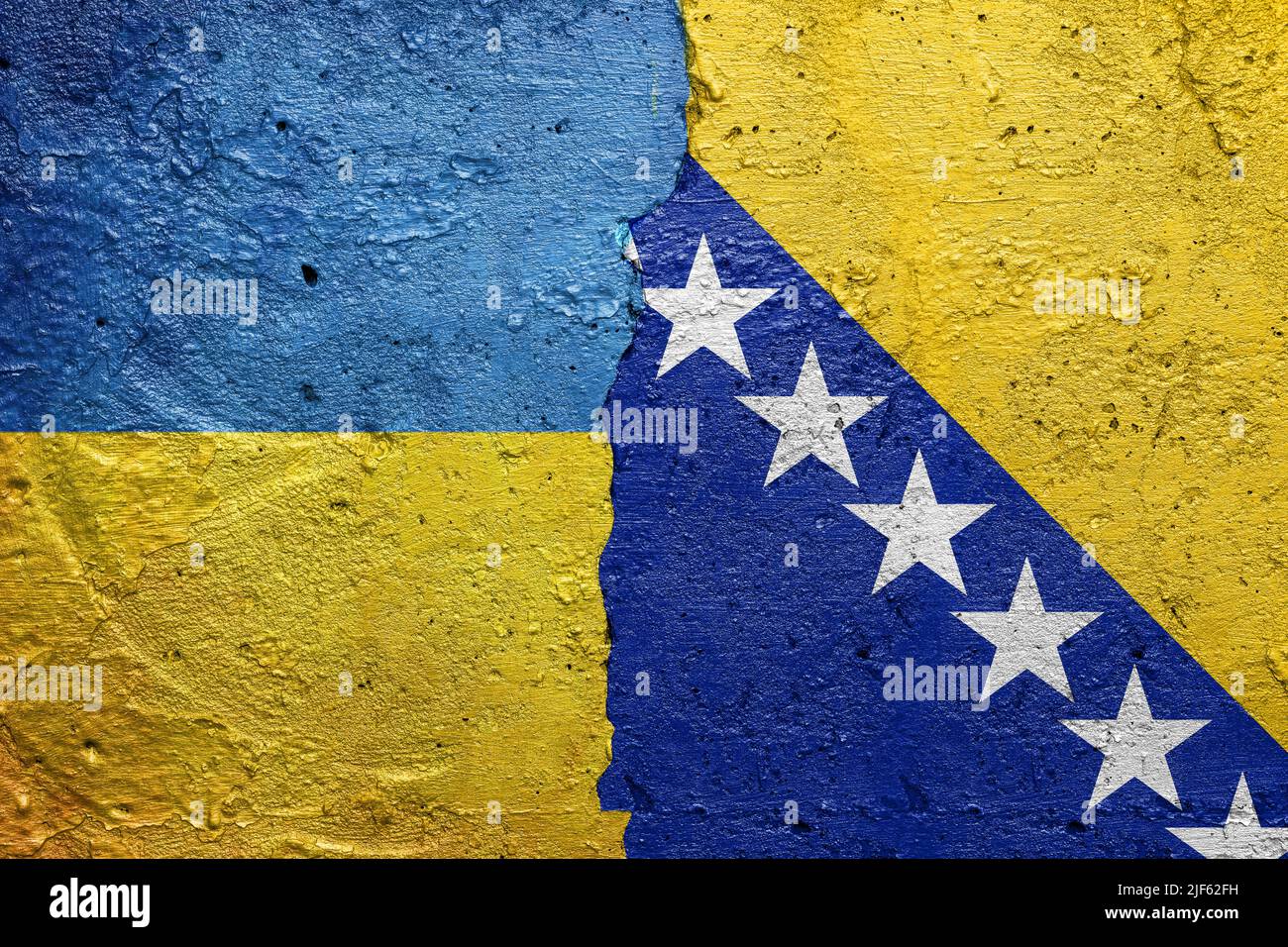 Ukraine and Bosnia and Herzegovina - Cracked concrete wall painted with ...
