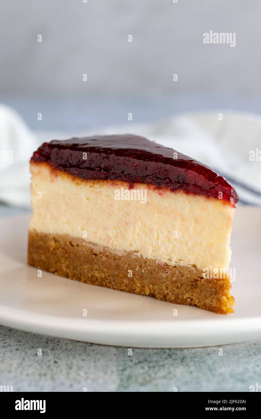 Raspberry Cheesecake. Cheesecake dessert on a white background. World ...