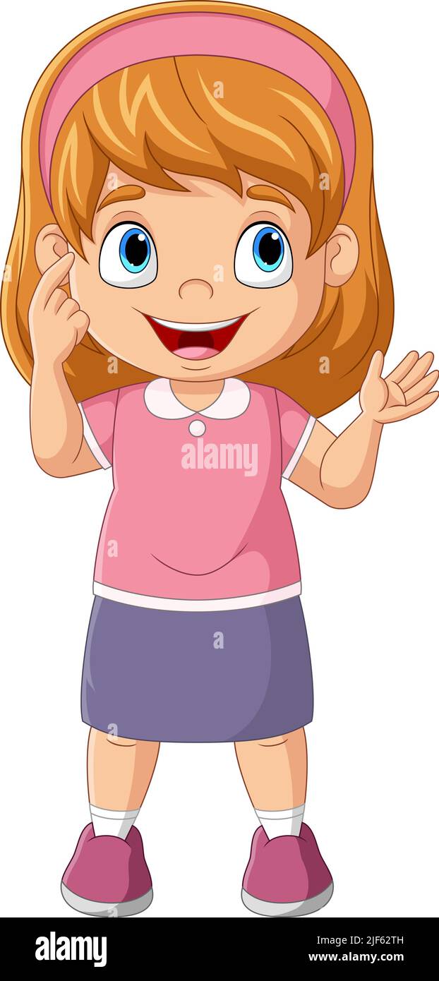 Cute cartoon little girl thinking Stock Vector Image & Art - Alamy