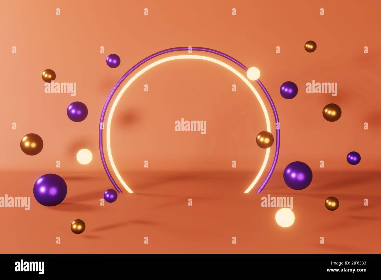 Purple golden levitating bubble spheres cosmetic product demonstration ...