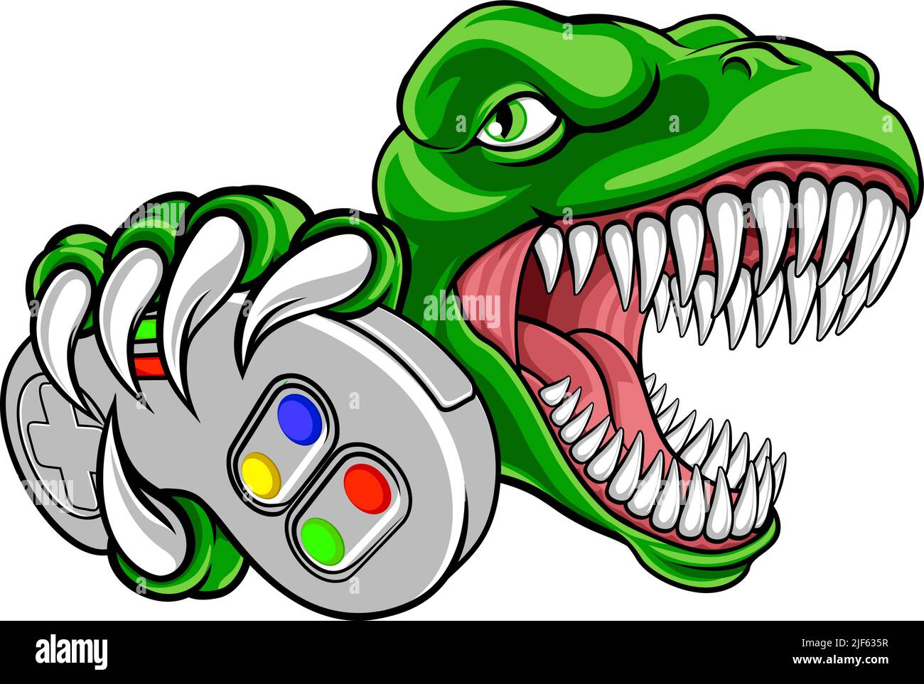 Dinosaur Gamer Video Game Controller Mascot Stock Vector Image & Art ...