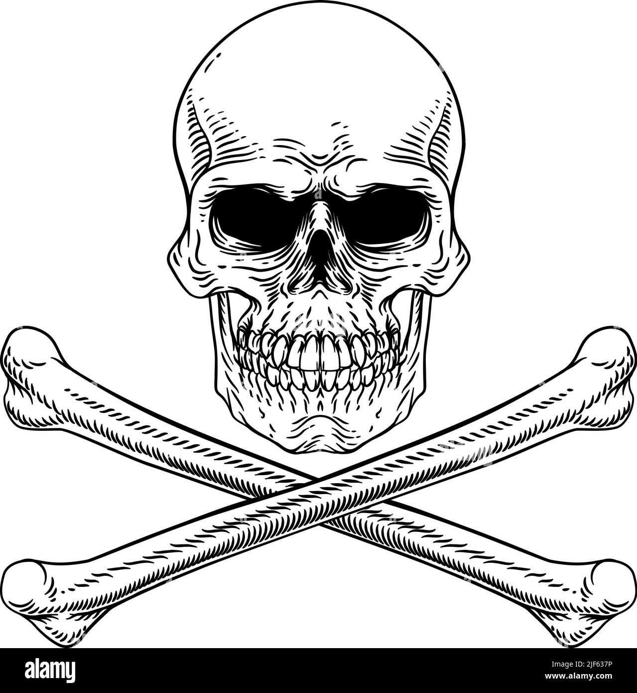 Skull And Crossbones Cross Bones Vintage Woodcut Stock Vector Image ...