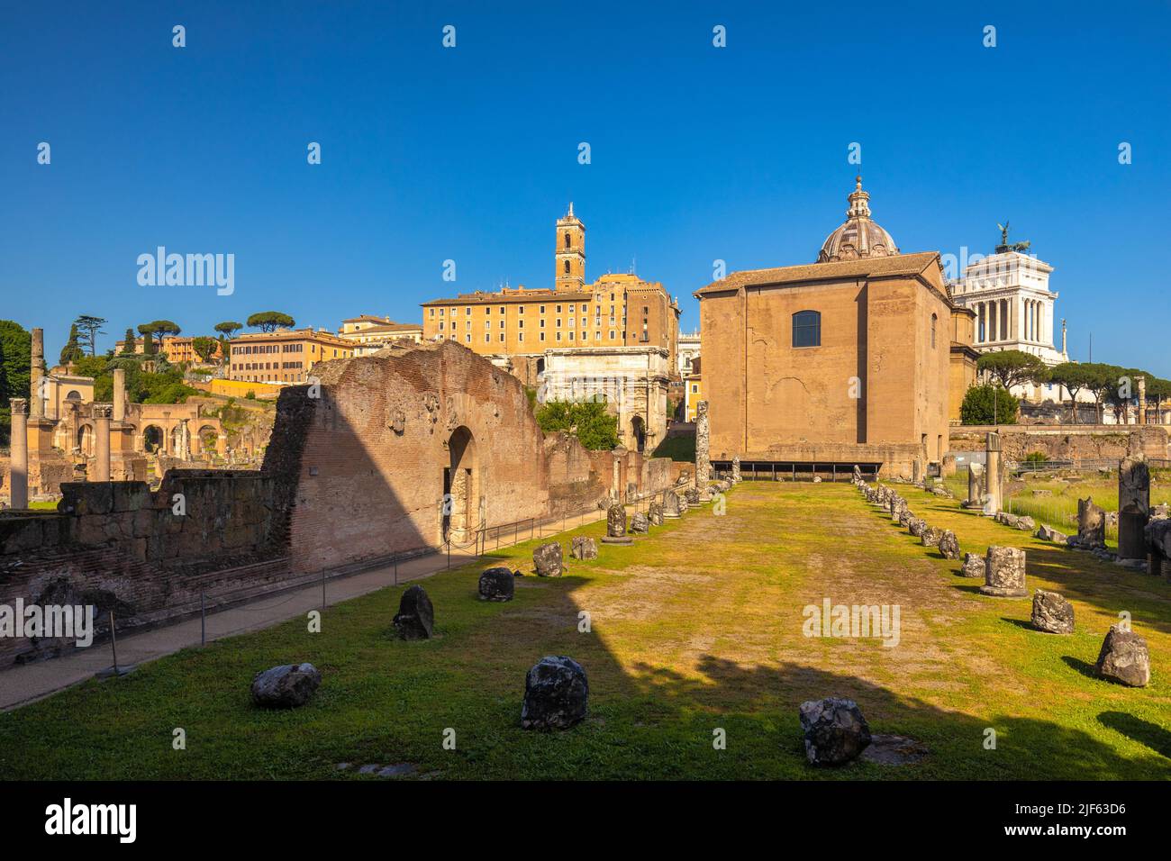 The Roman Forum (latin name Forum Romanum), plaza of the ancient roman ...