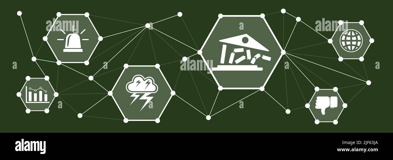 Concept of economic collapse with connected icons Stock Photo - Alamy