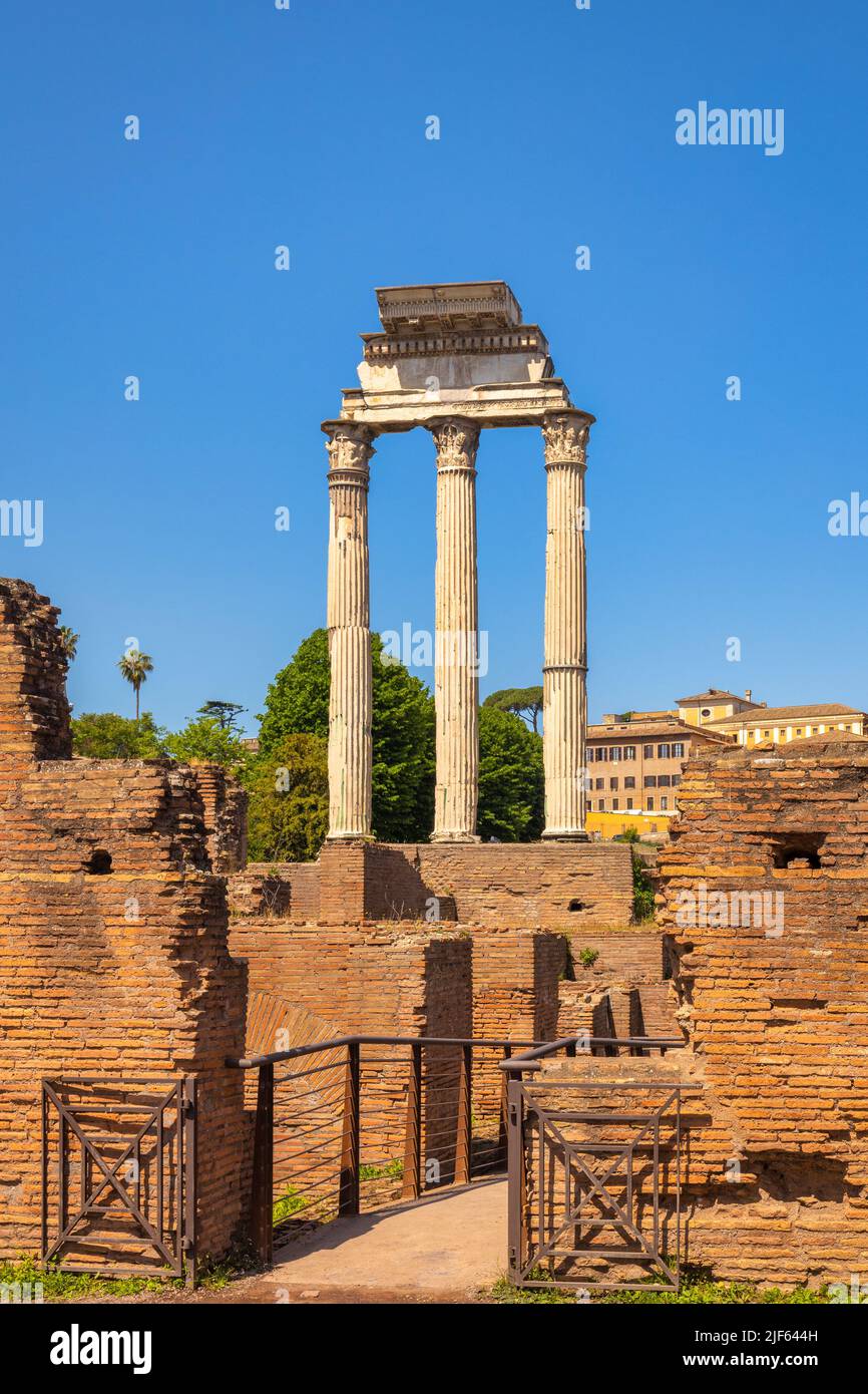 The Temple of Castor and Pollux in The Roman Forum (latin name Forum Romanum), Rome, Italy ...