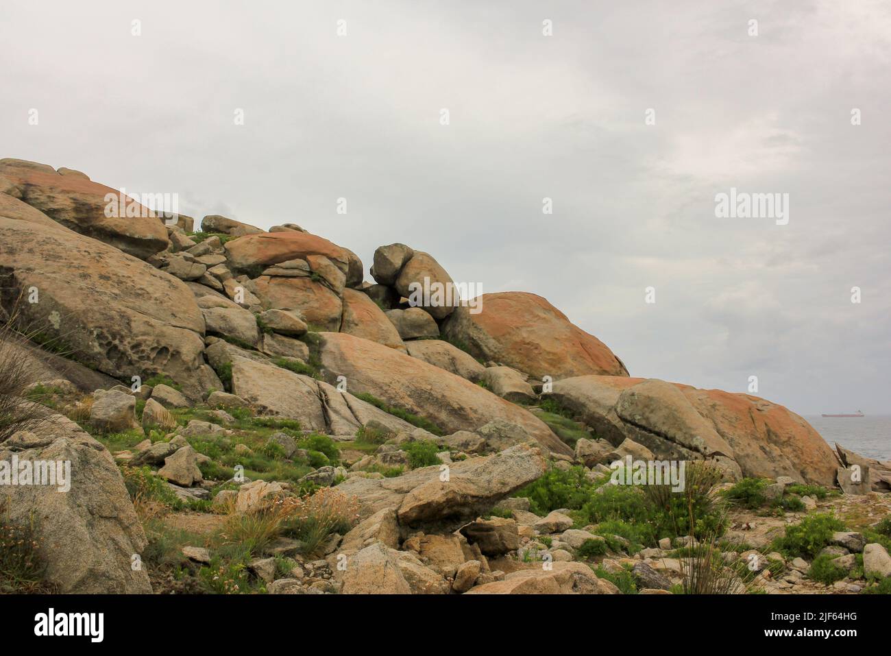 eroded rocks by the Cantabric sea build a spooky landscape Stock Photo ...