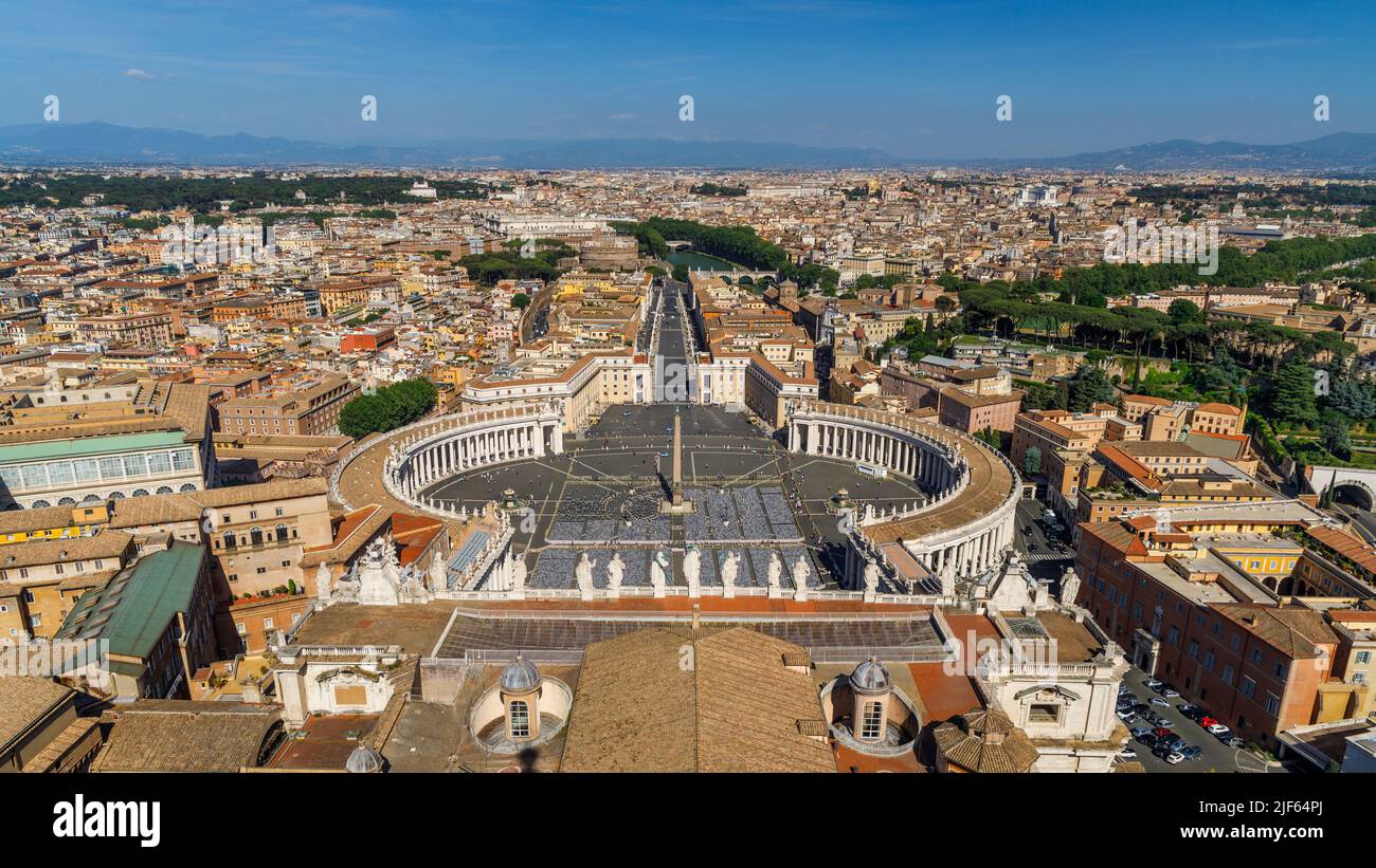 View of Rome from the Dome of St. Peter's Basilica, Italy, Europe Stock ...