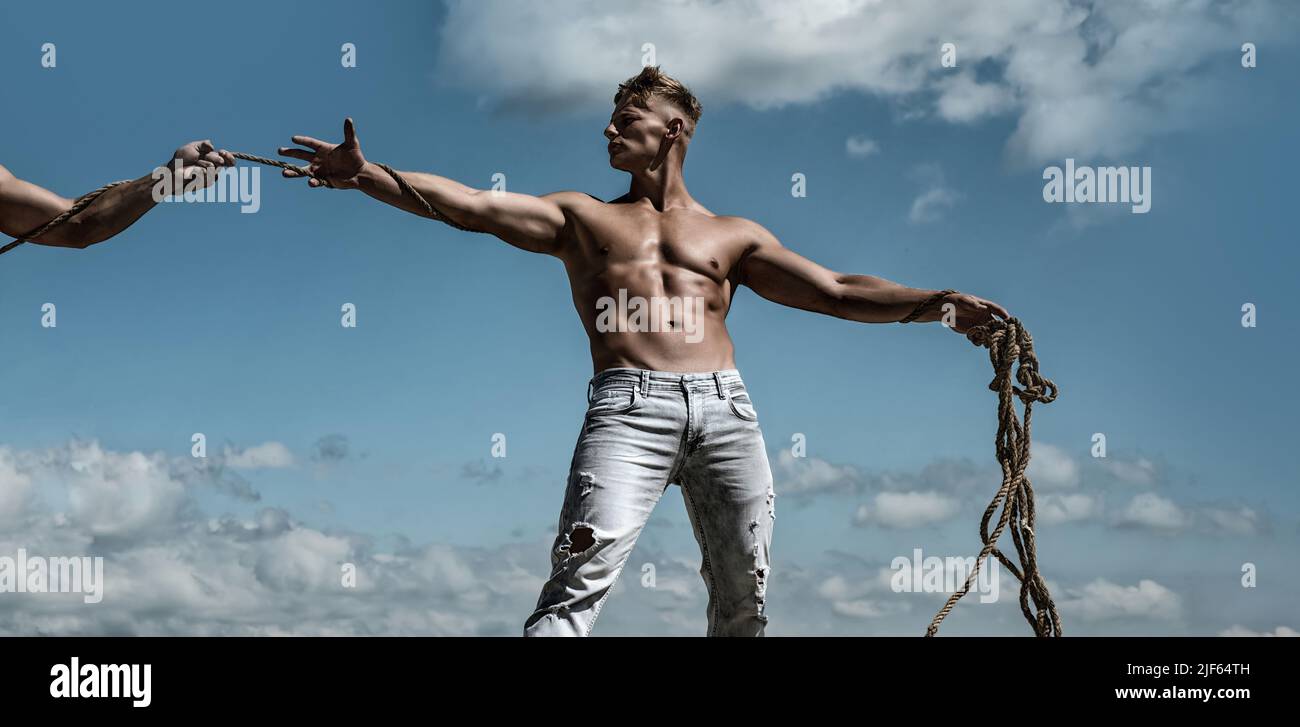 Power men arm. Helping arm of a friends, teamwork. Rescue, help gesture ...