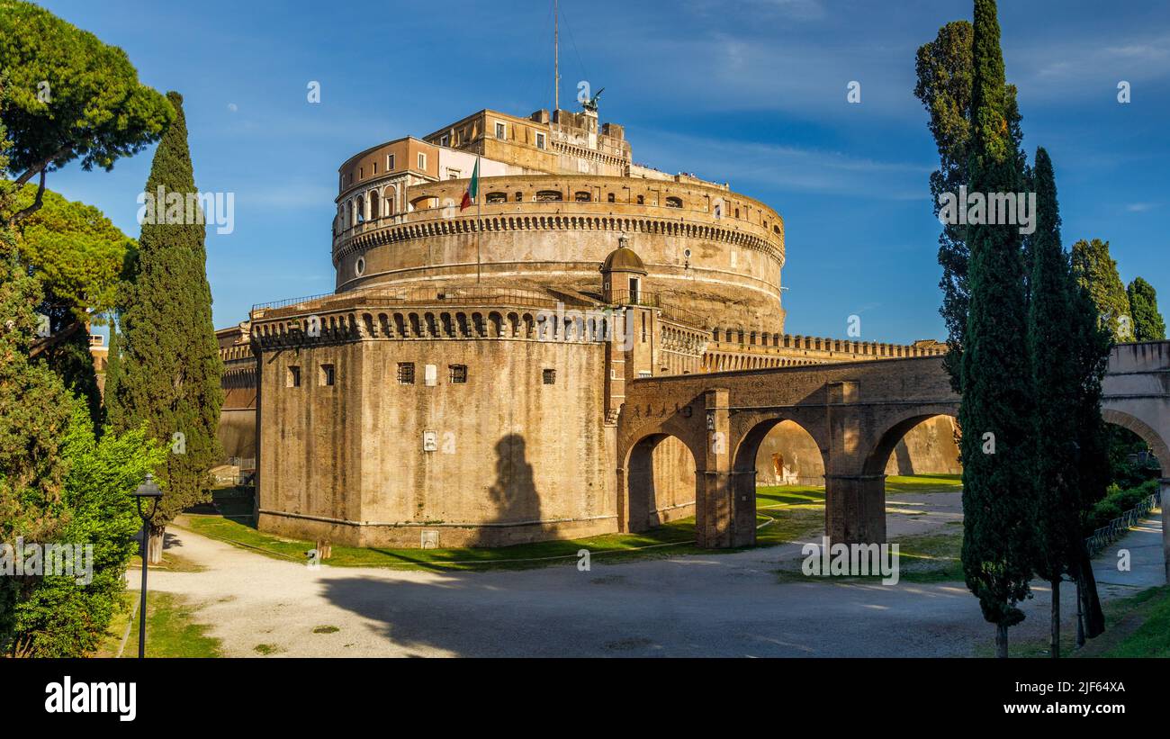 Castel Sant'Angelo at sunset, also The Mausoleum of Hadrian, historical ...