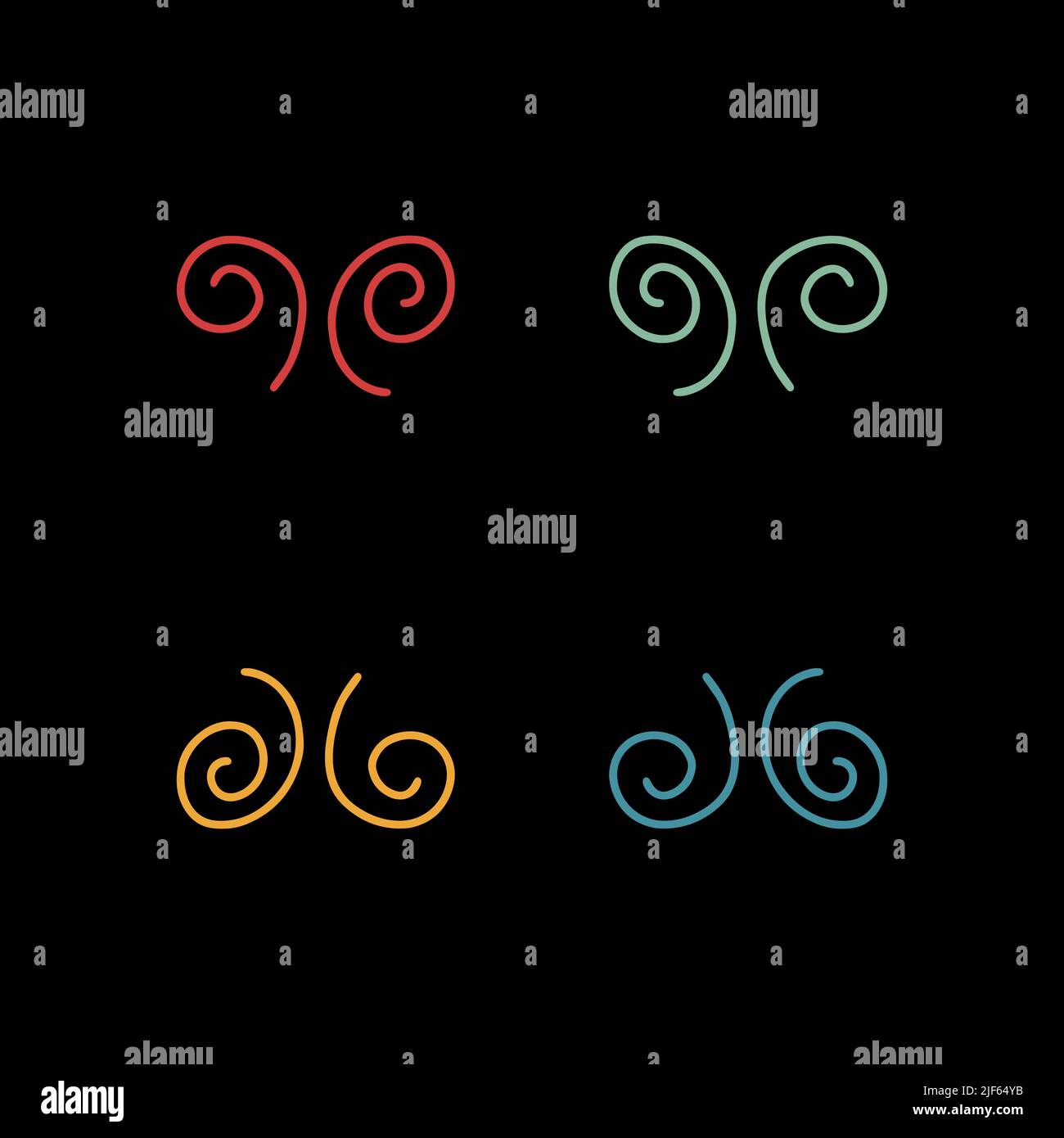 Swirl icon vector illustration. Seamless pattern. Hand drawn colorful ...