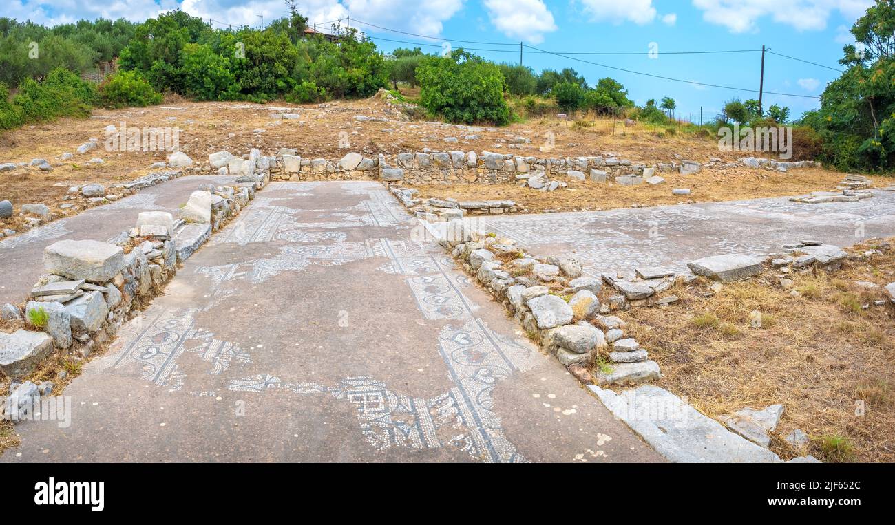 Ruined walls and mosaic floor at the Early Christian Basilica in ...