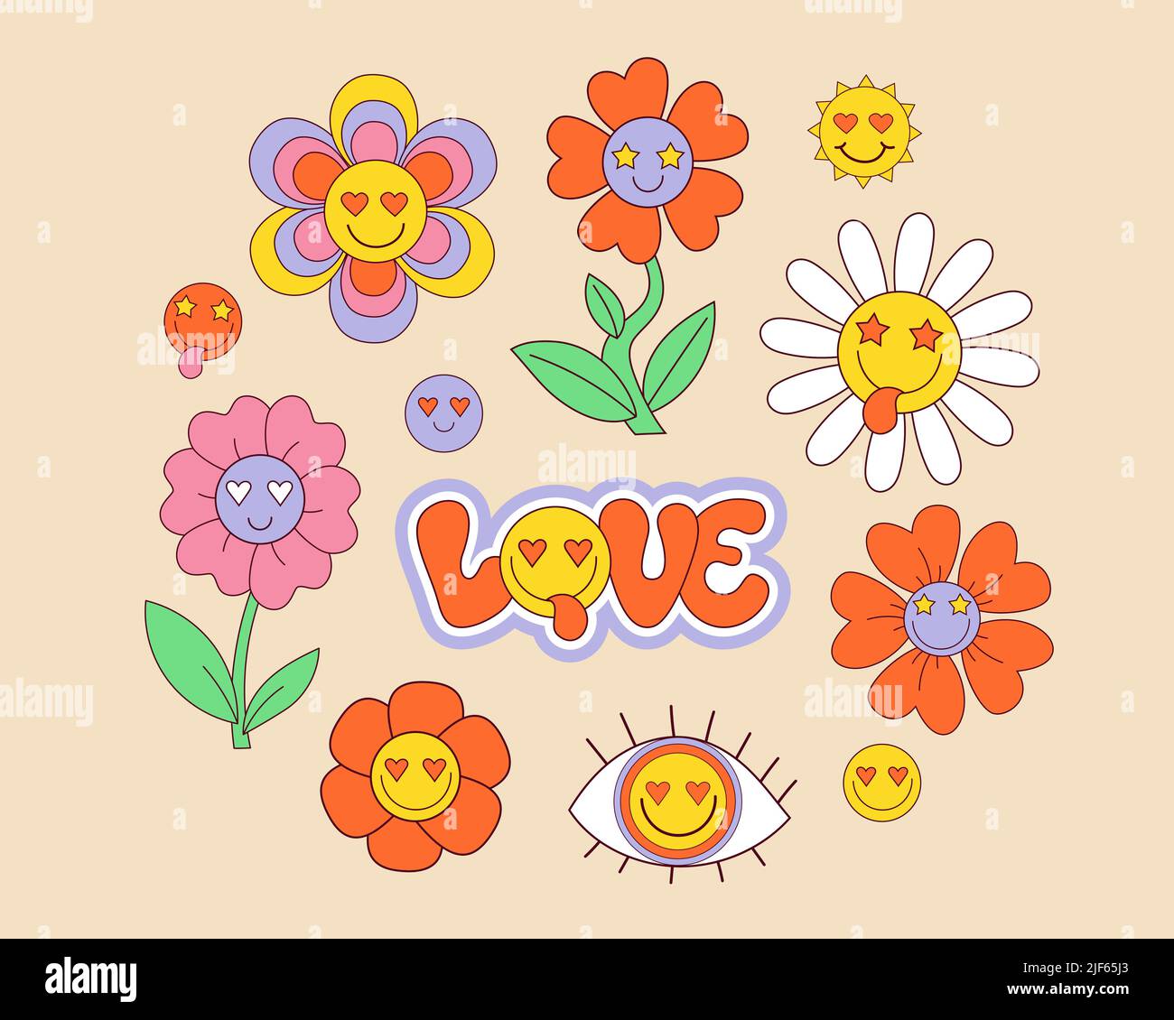 Smiley Face Stickers 70s