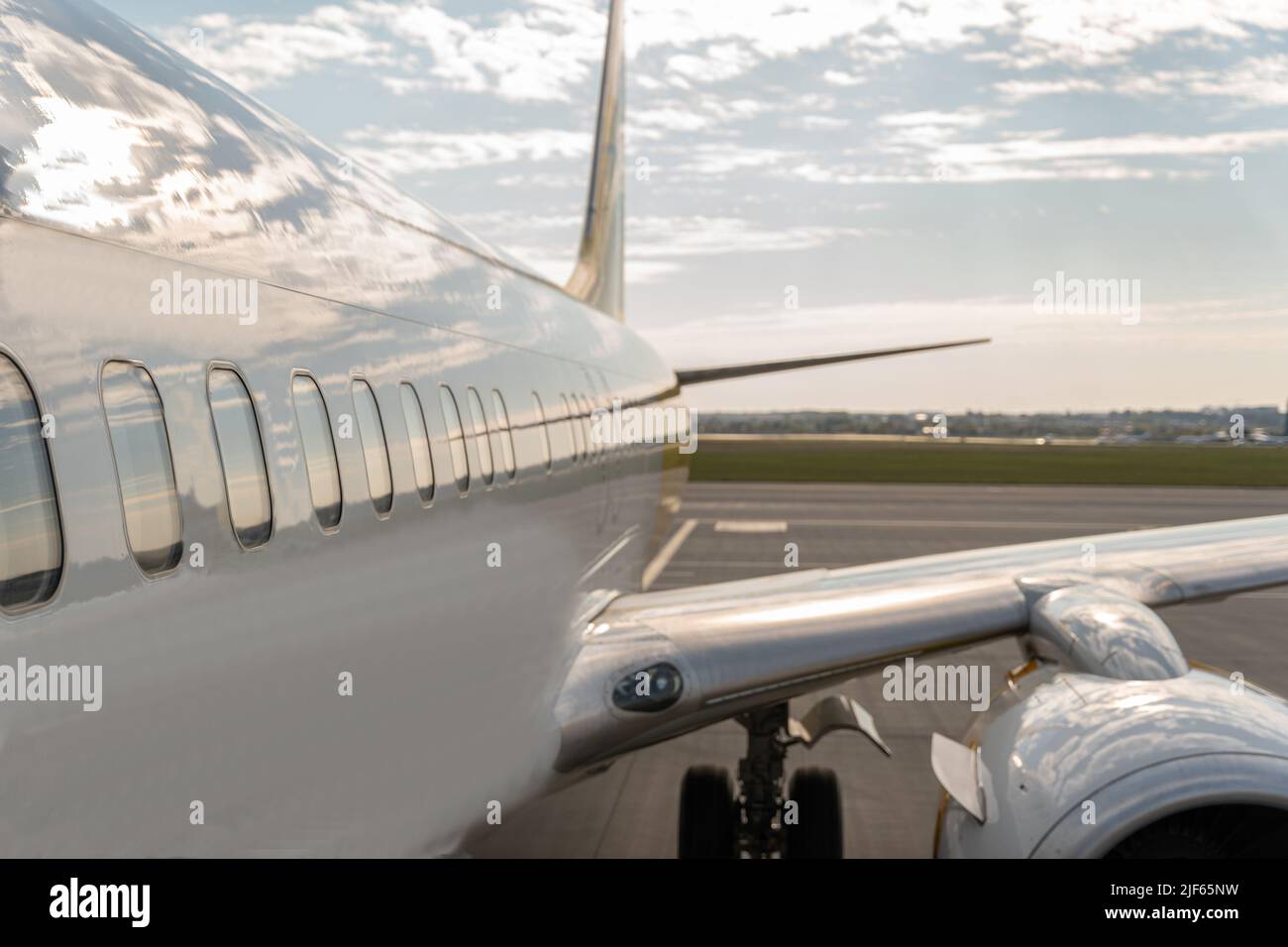 Close up of airplane standing in airport ready to flight Stock Photo ...