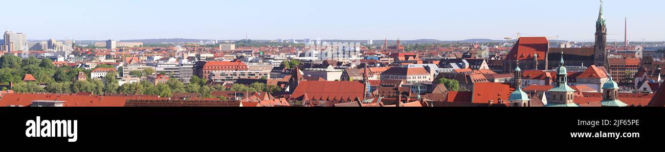 Nuremberg city, Germany. Old town panorama with church towers Stock ...