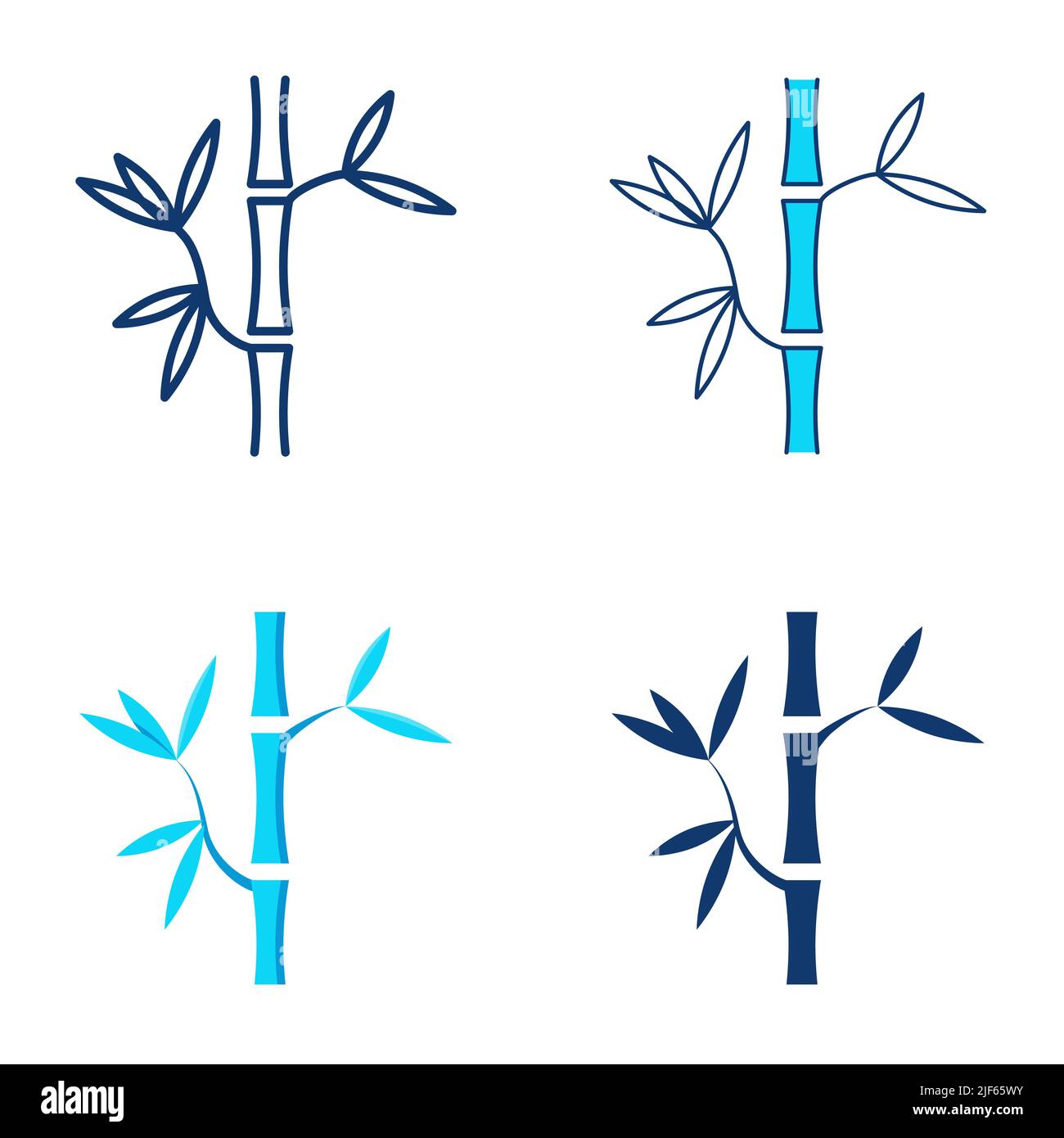 Bamboo icon set in flat and line style. Vector illustration Stock ...