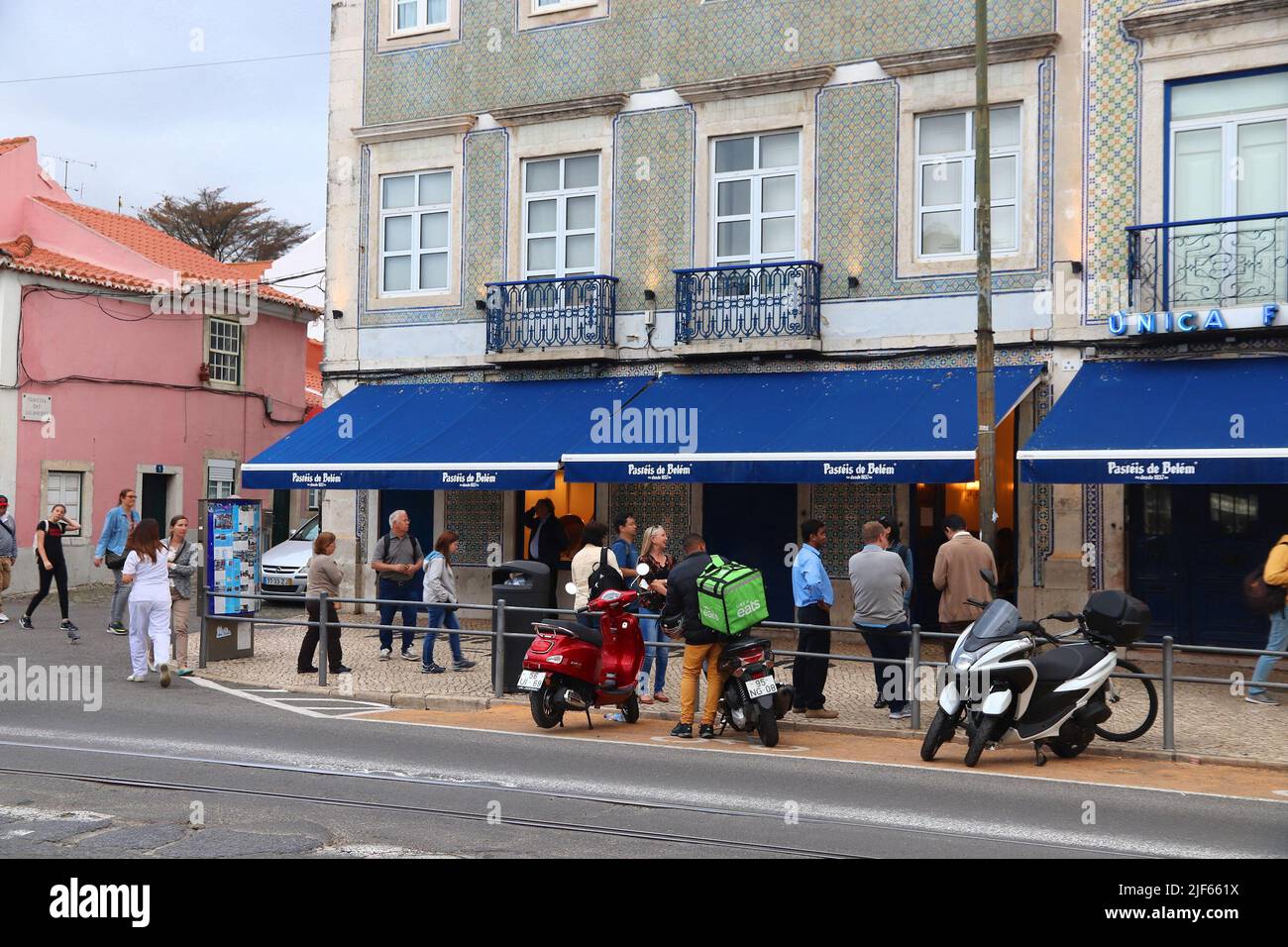 LISBON, PORTUGAL - JUNE 6, 2018: People visit Pasteis de Belem bakery ...