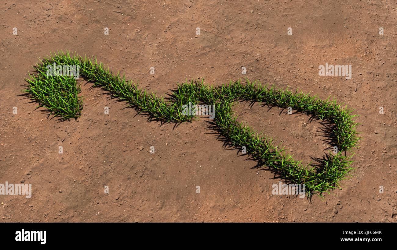 Concept or conceptual green summer lawn grass symbol shape on brown ...