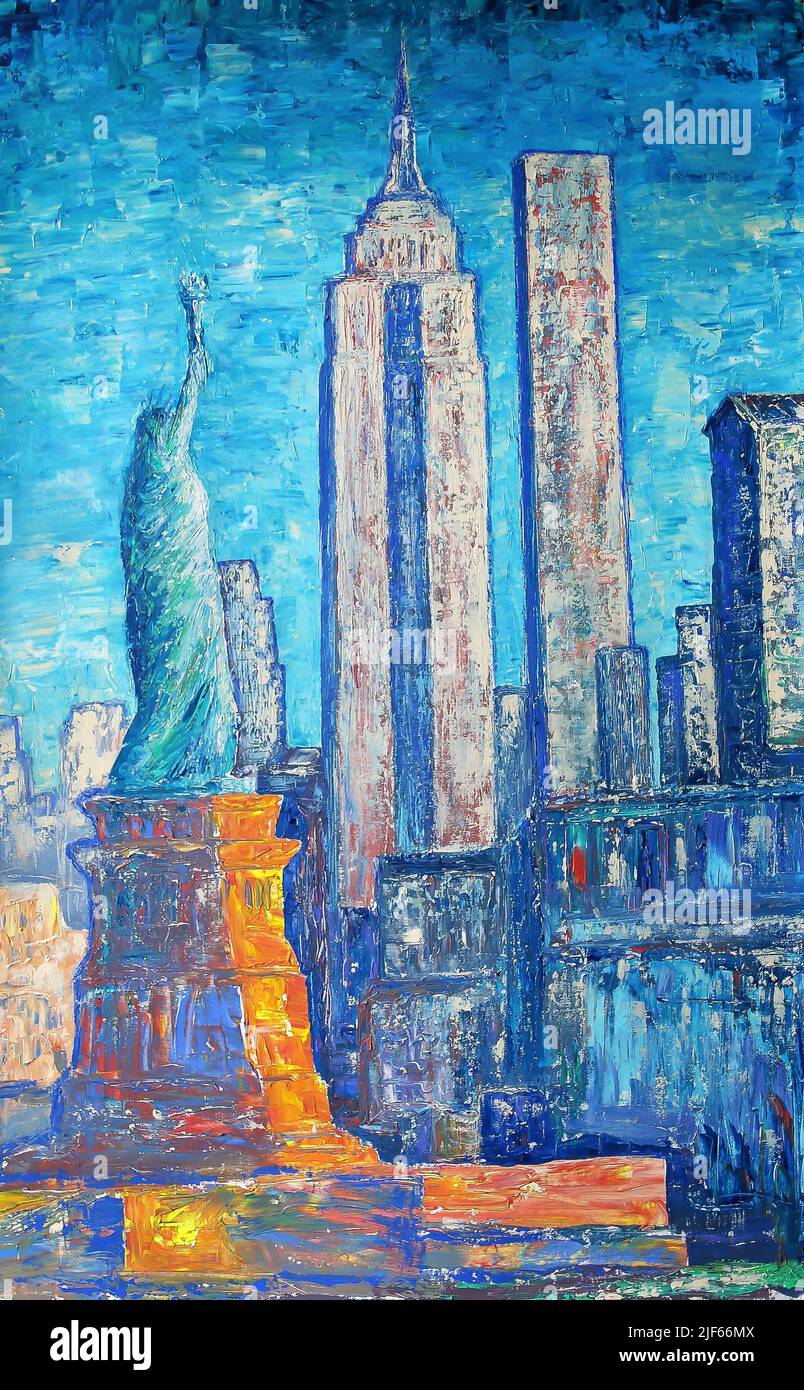 NYC Statue of Liberty art painting Stock Photo - Alamy