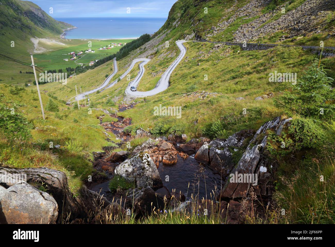 Norway winding road. Landscape of Hoddevik in Stadlandet peninsula ...
