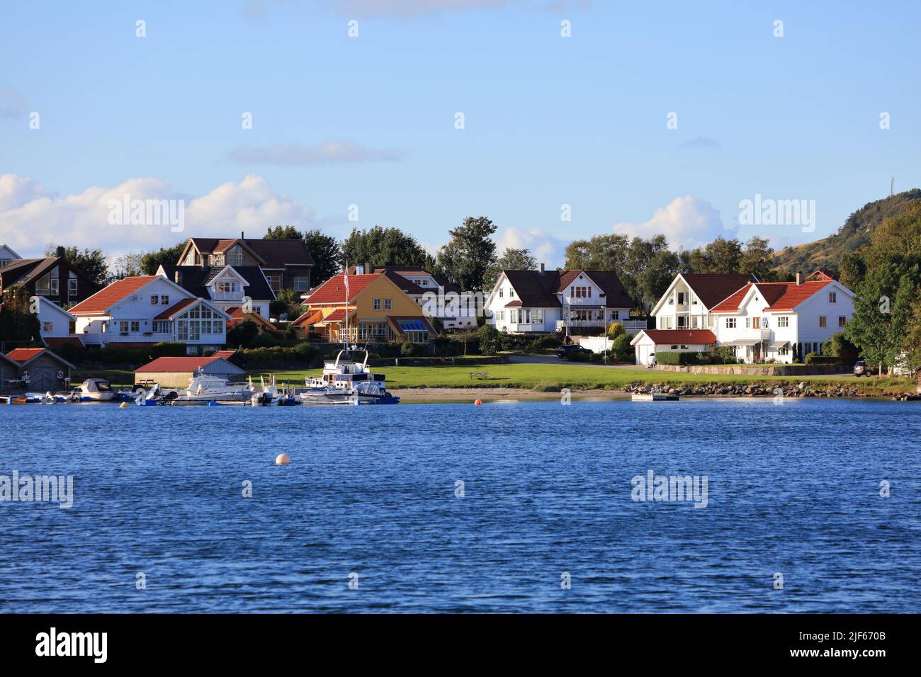 Amoy island in Stavanger, Norway. Summer town view with Byfjorden fiord ...