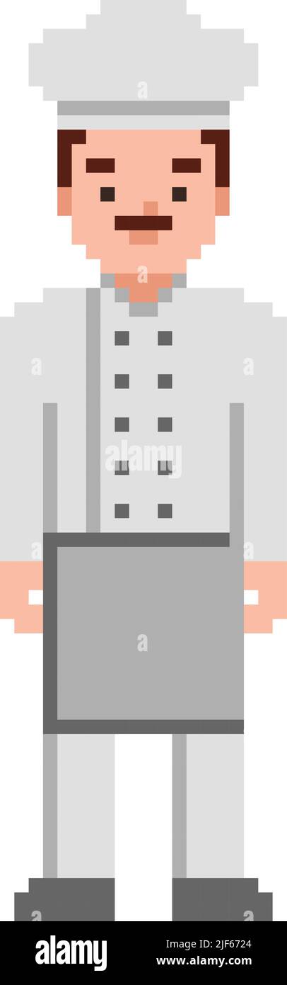 Chef isolated on white background. Cook pixel game style illustration ...