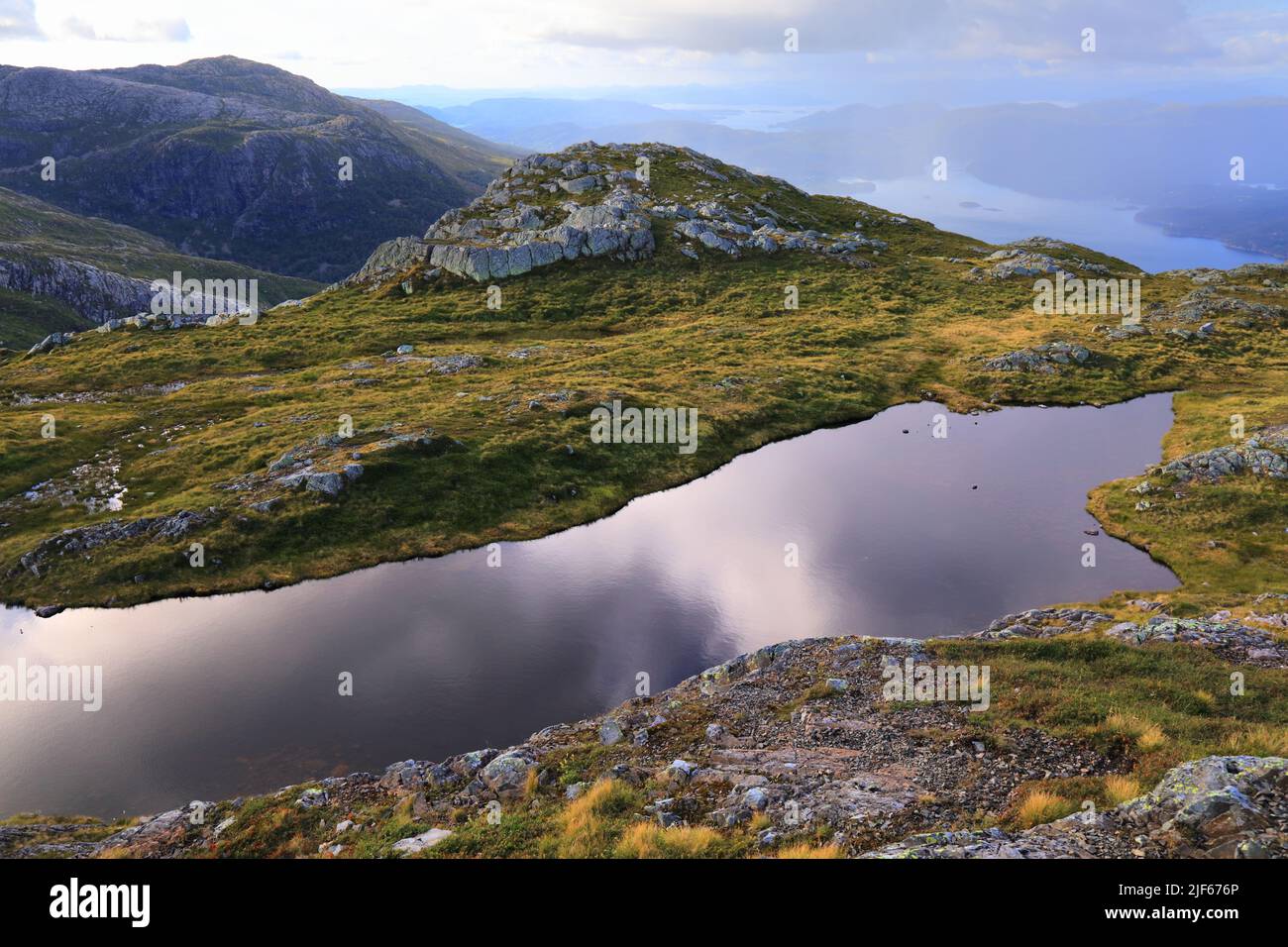 Stord island landscape in Norway. Mountain view of Kattnakken. Tysnesoy ...