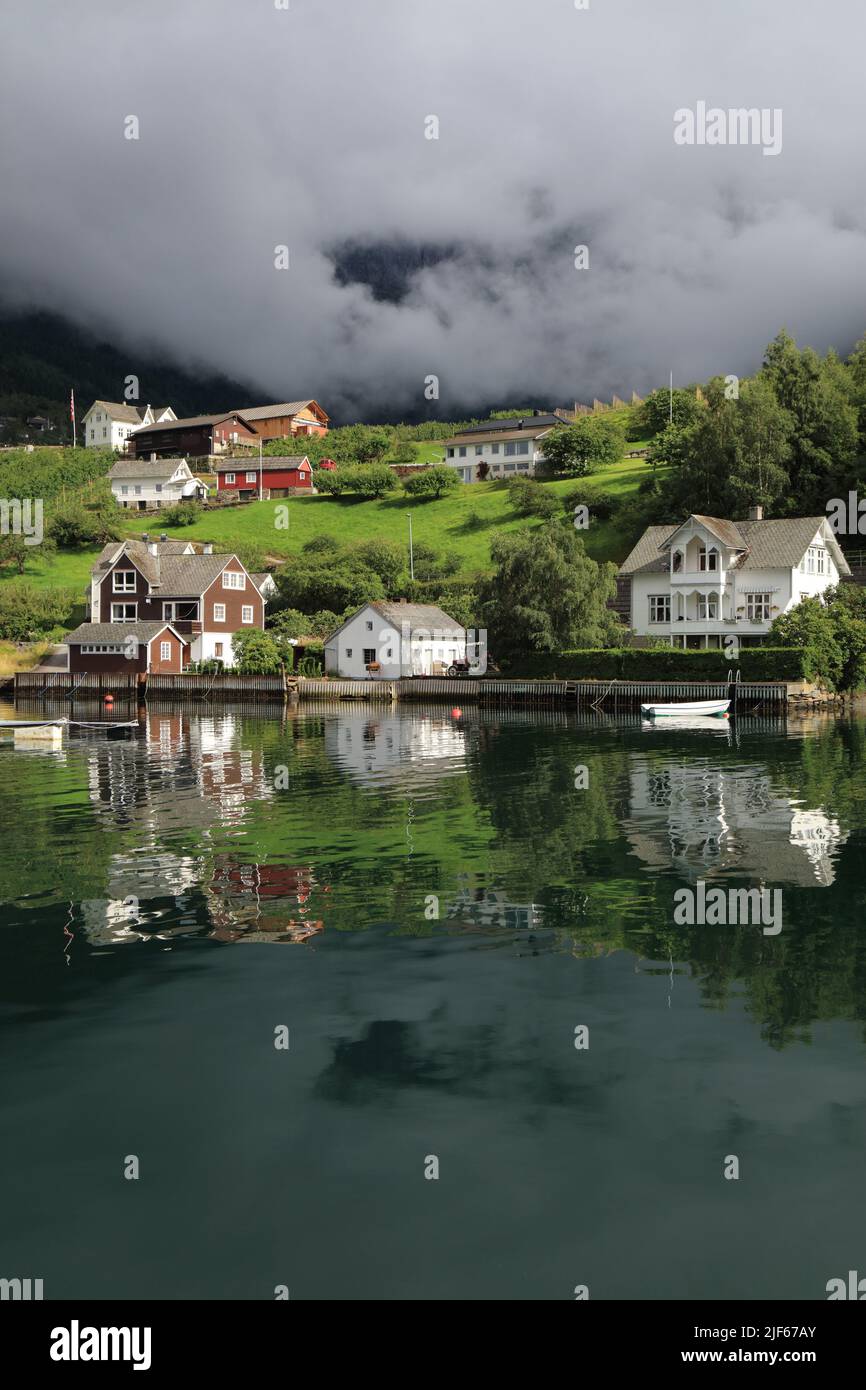 Ullensvang town in Norway. Town by Hardanger Fiord (Hardangerfjord ...