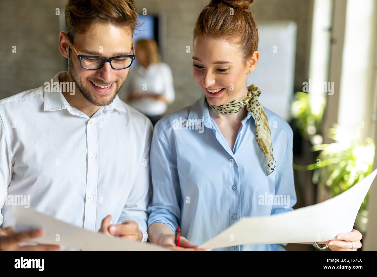 Group of success people working together at corporate workplace ...