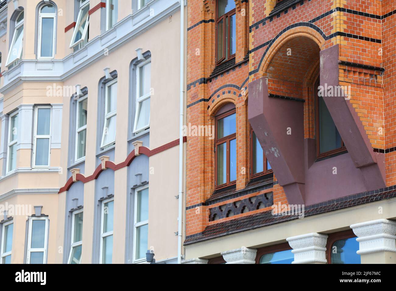 Norwegian architecture in Haugesund, Norway. Brick building Stock Photo ...