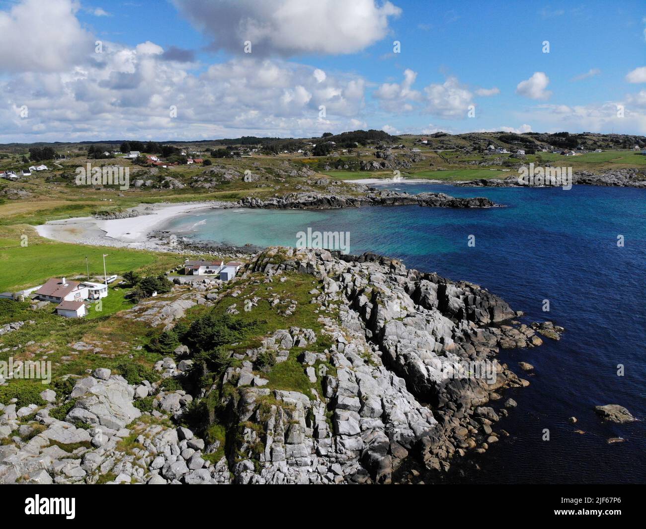 Norway Karmoy island drone view. Beach in Sandve Stock Photo - Alamy