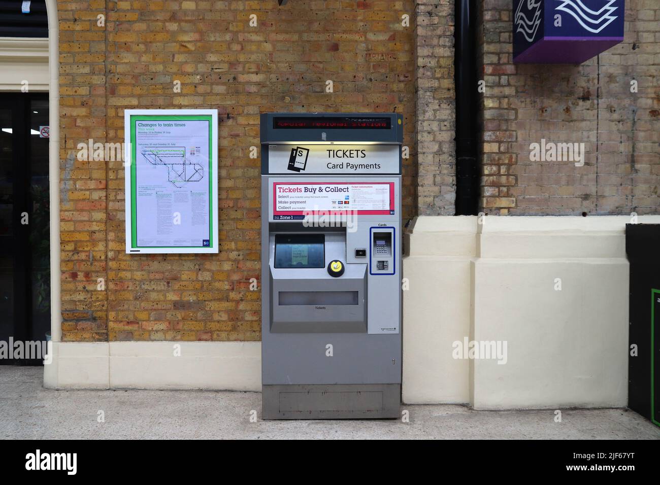 LONDON, UK - JULY 15, 2019: Train ticket machine at London Victoria ...