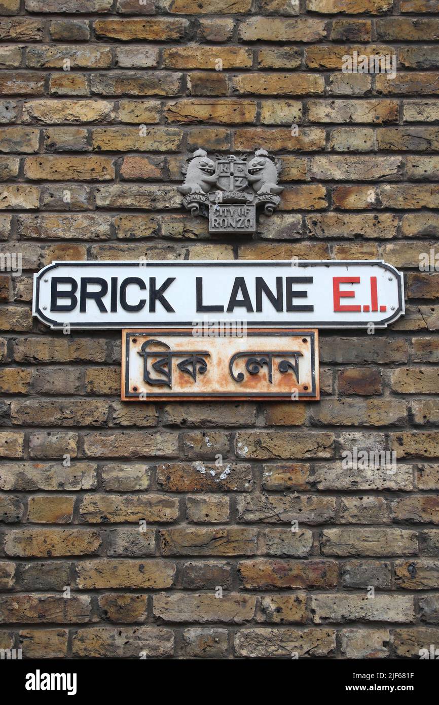 LONDON, UK - JULY 13, 2019: Brick Lane sign in London, UK. London is ...