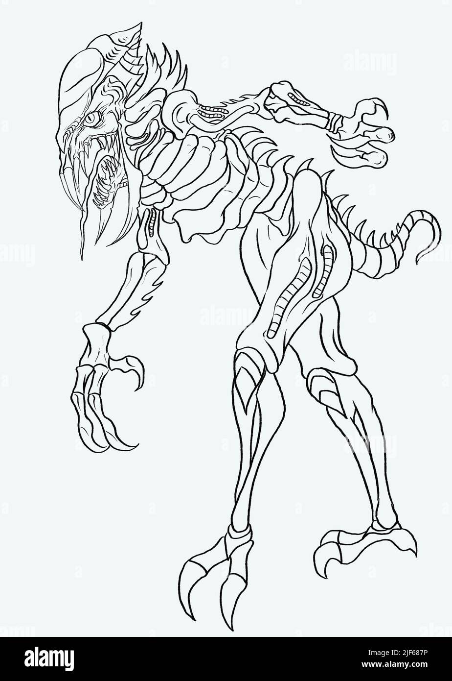 hand drawn alien creature character illustration design Stock Photo - Alamy