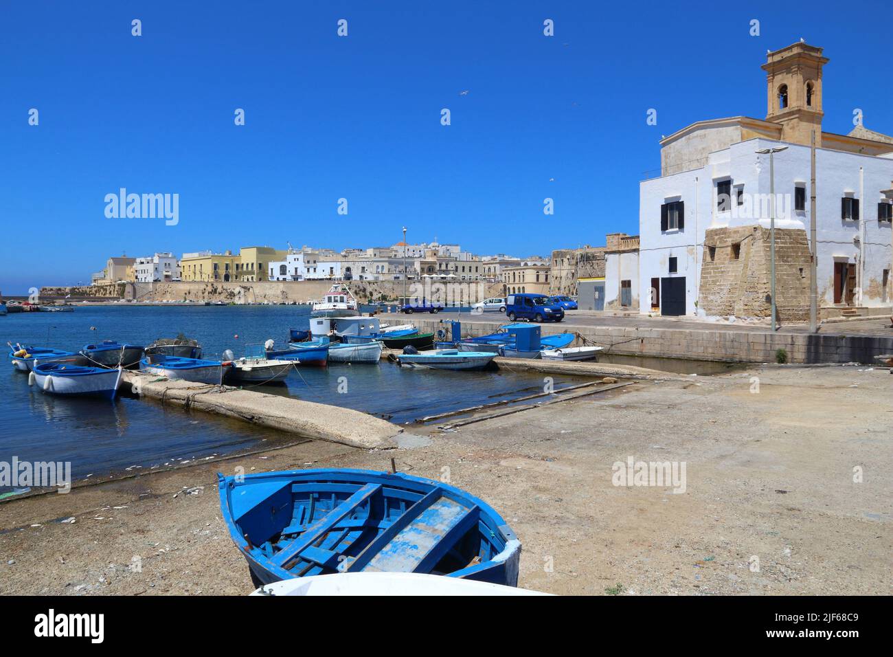 Gallipoli, town in Apulia, Italy. Boats in harbor Stock Photo - Alamy