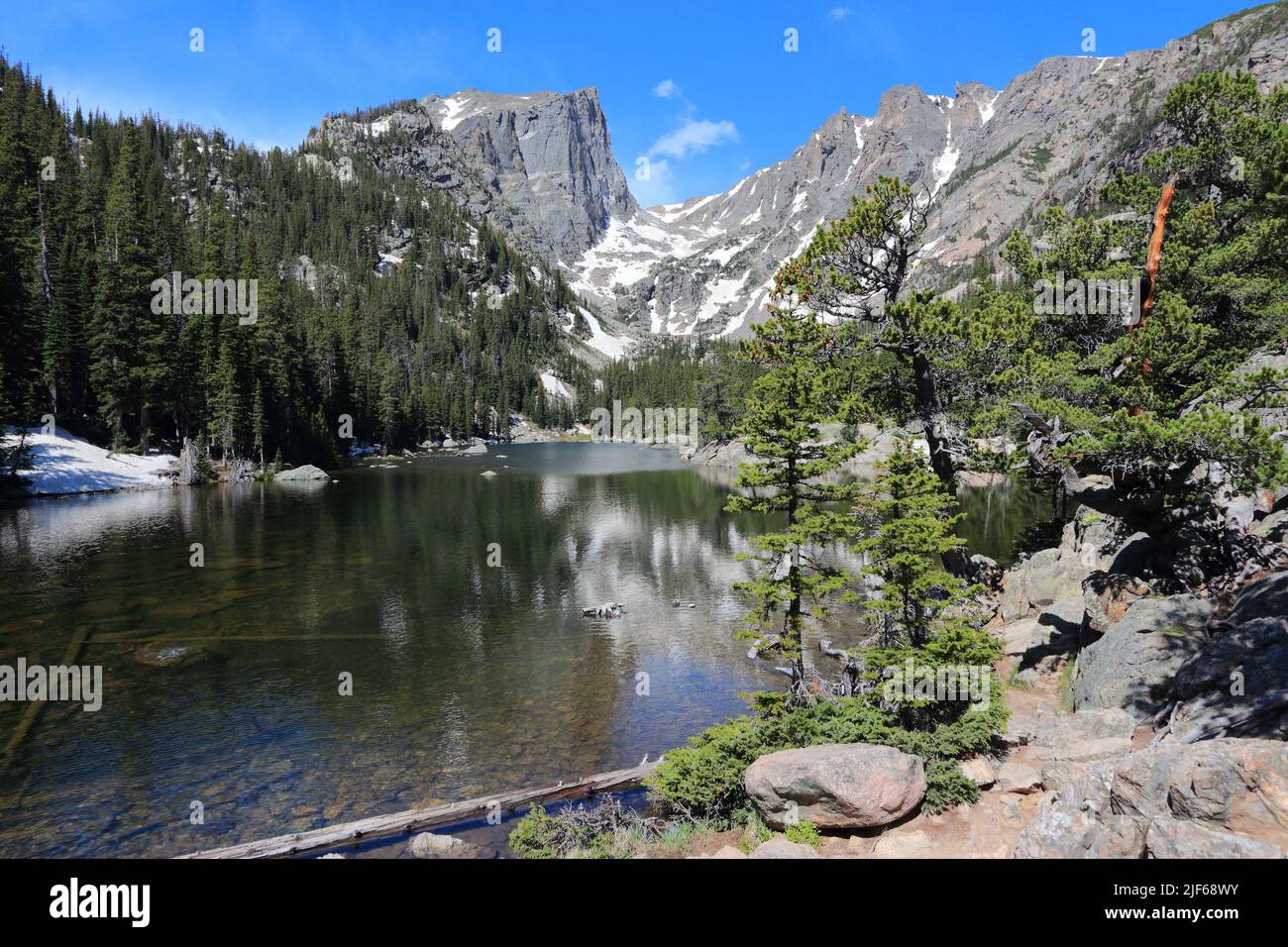 Rocky Mountain National Park in Colorado, USA. Dream Lake view with ...