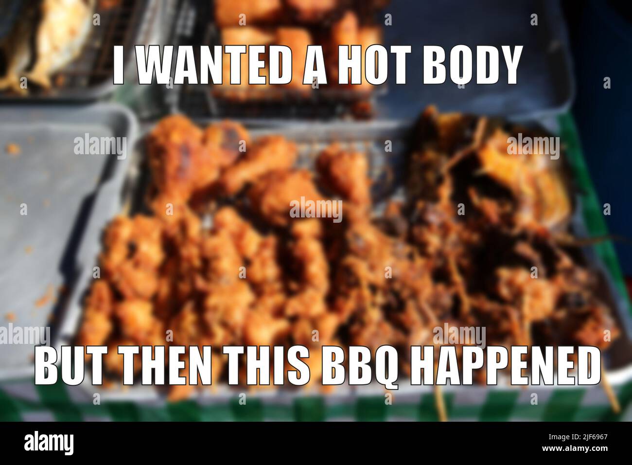 Hot body funny meme for social media sharing. Barbecue joke Stock Photo ...