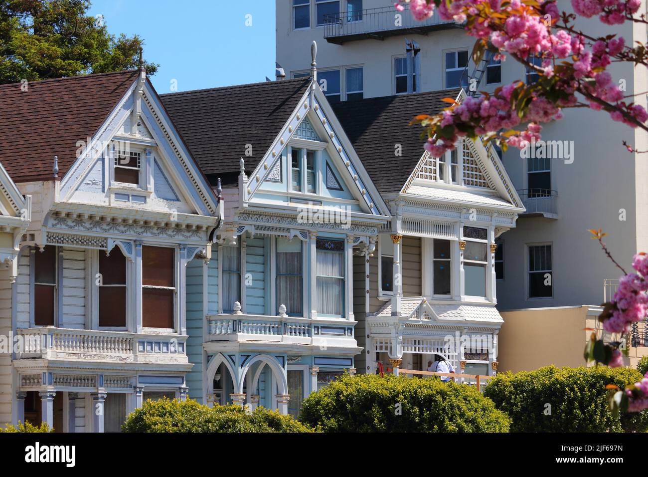 Alamo Square in San Francisco city, California. Vintage architecture of ...