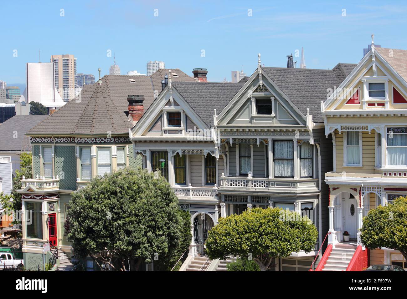 Alamo Square in San Francisco city, California. Vintage architecture of ...