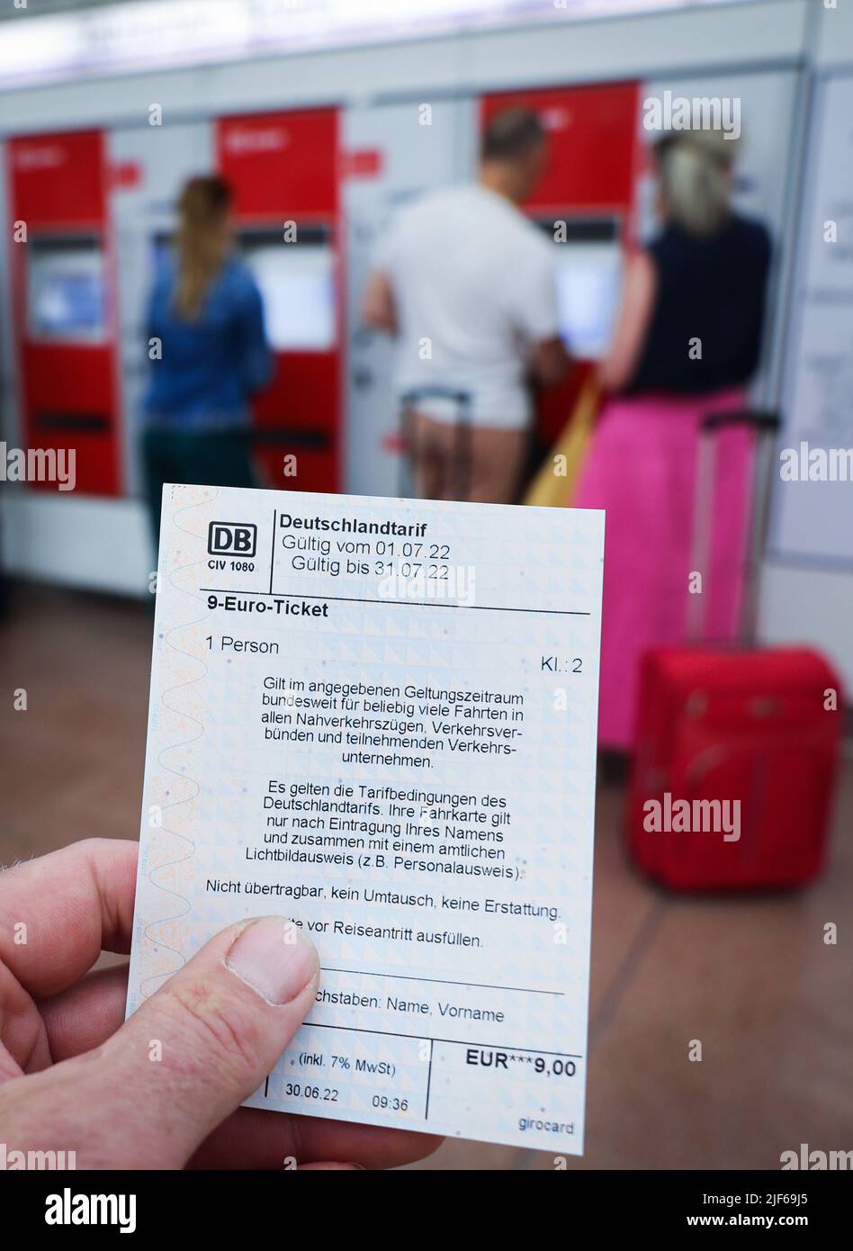 Hamburg, Germany. 30th June, 2022. ILLUSTRATION - A 9-euro ticket for ...