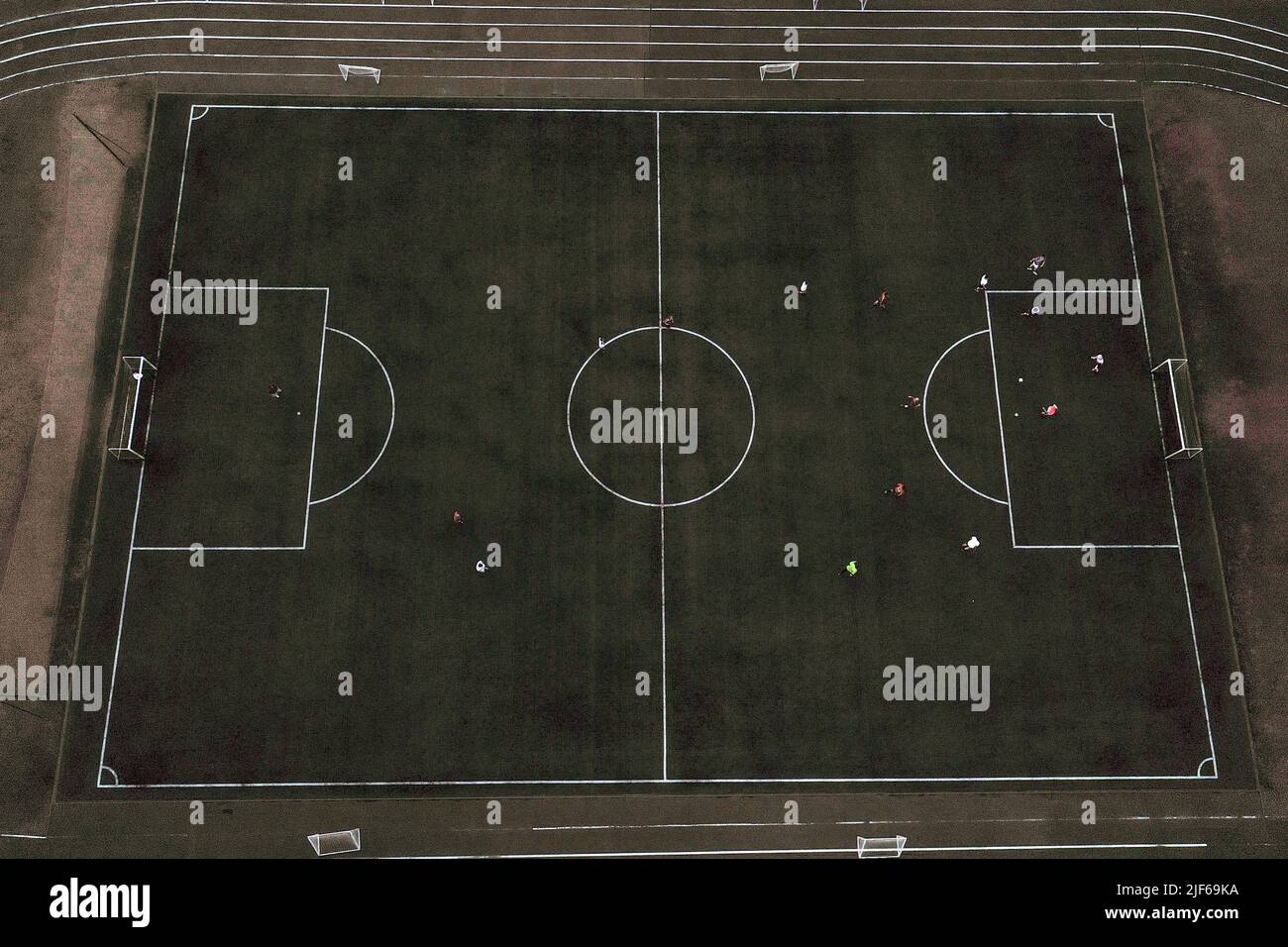 soccer field and football aerial view Stock Photo - Alamy