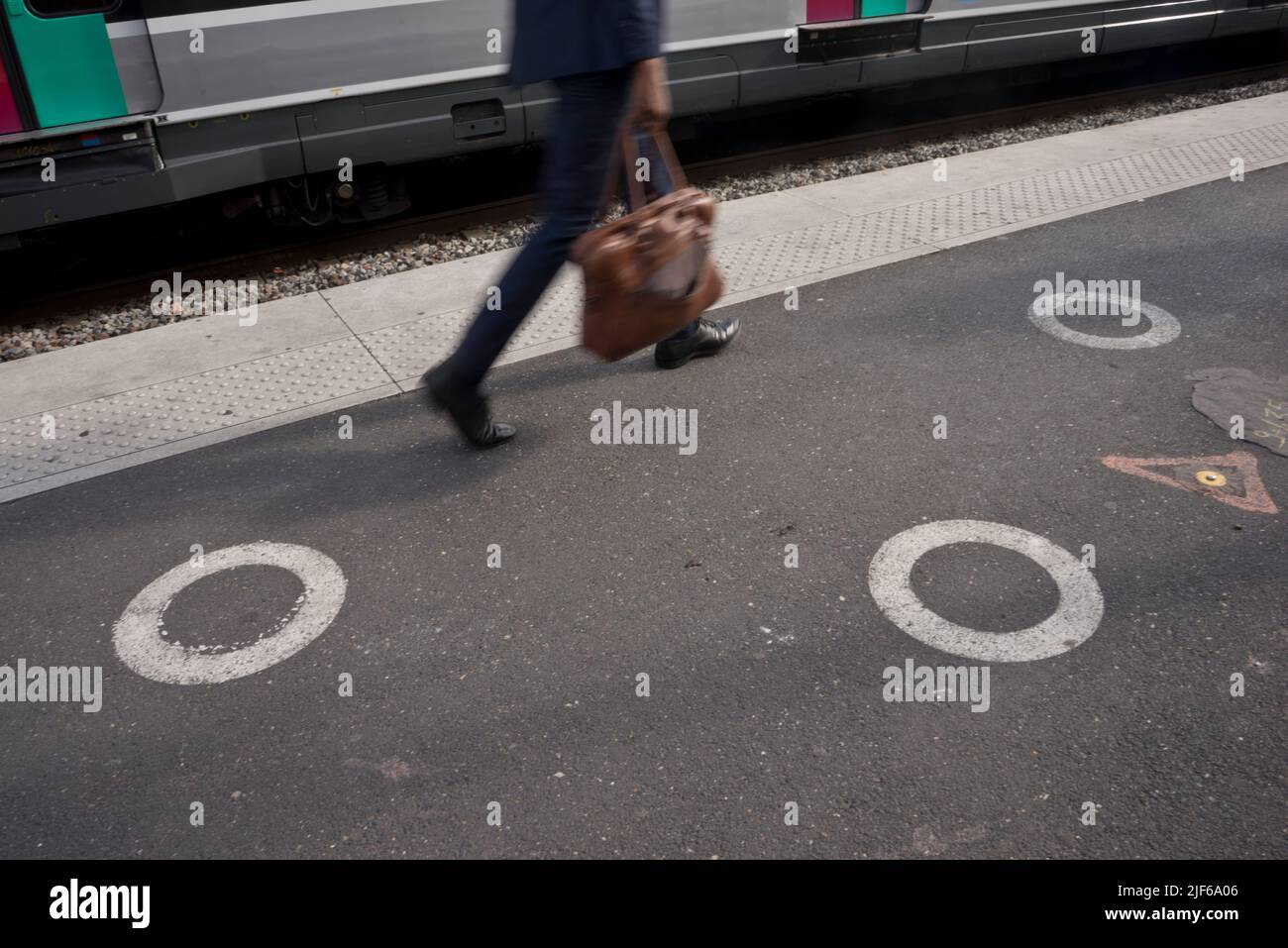 Passengers at a suburban RER station in Paris,France,Europe Stock Photo ...