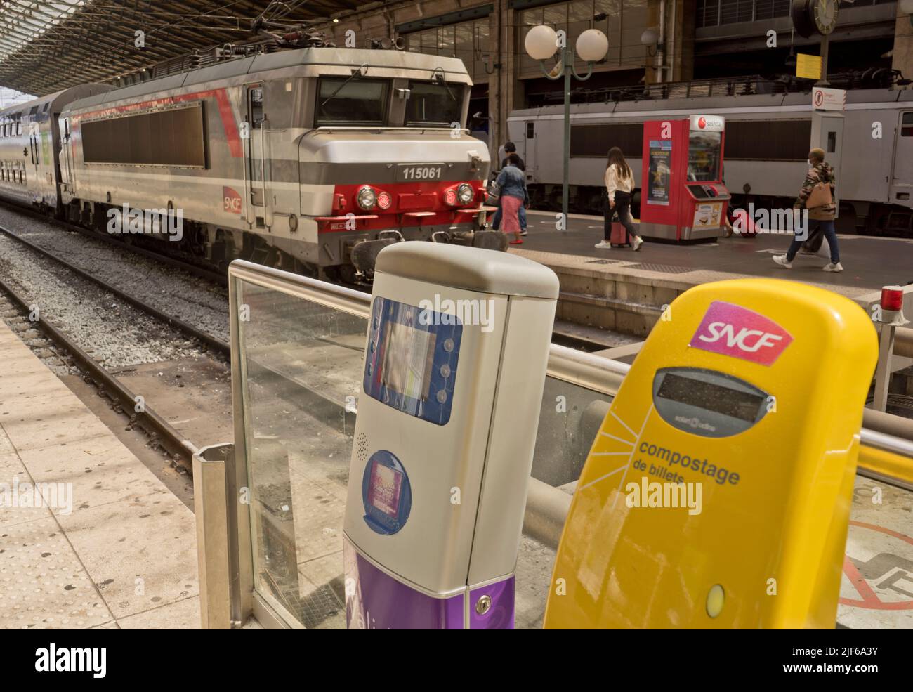 Ticket machines at the Gare de Nord train station in Paris,France ...