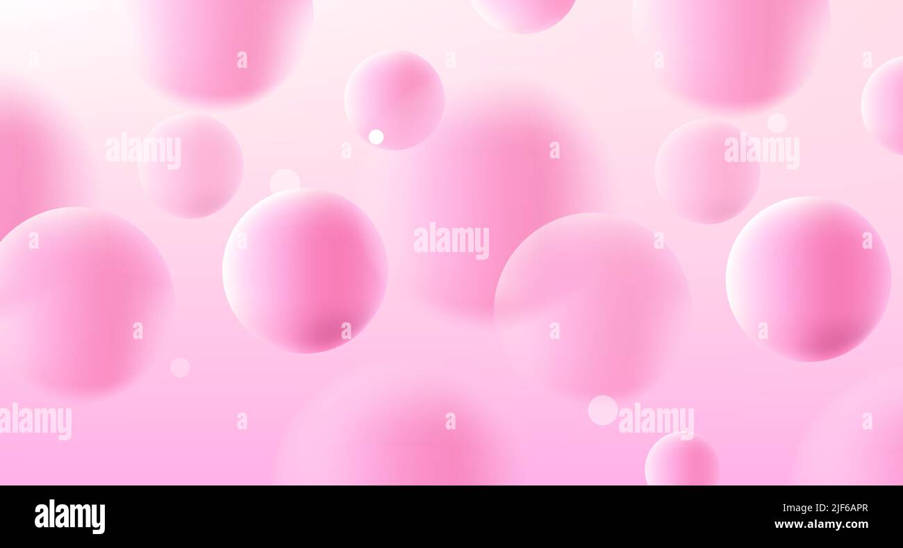 Abstract background with soft pink bubbles flying randomly and creating ...