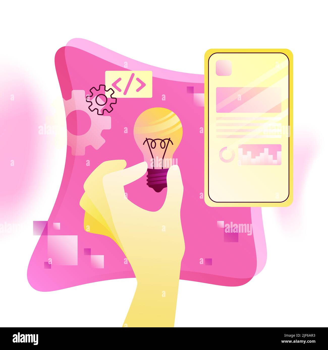 Pink Application Development Illustration. Detailed elements on White ...