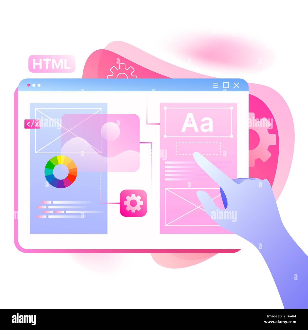 Online Editing Tools Landing Page. Pink Detailed Illustration. Vector ...