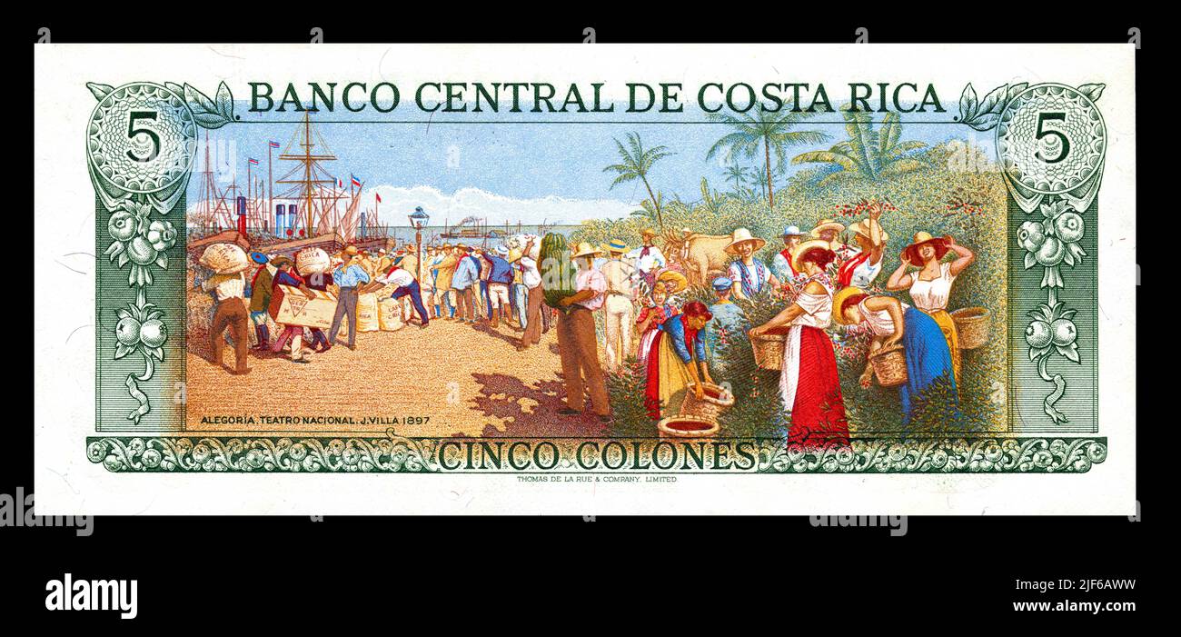 Photo Banknote,Costa Rica, 1990,5 colones Stock Photo - Alamy