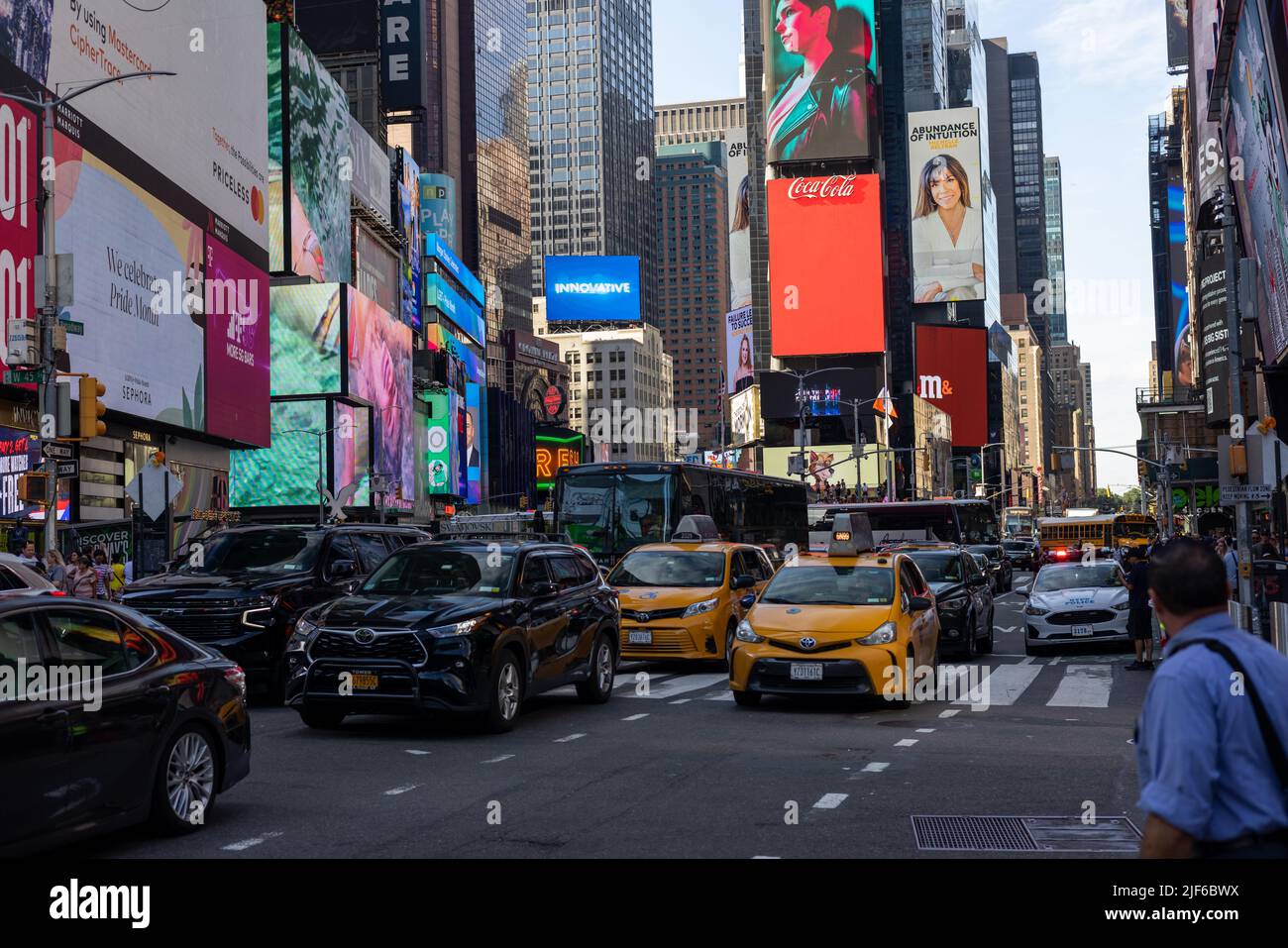 The rush hour traffic in Times Square. Manhattan, New York Stock Photo ...