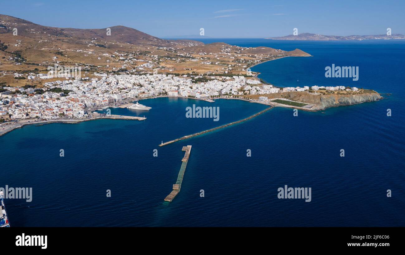 Aerial view of Tinos port, Greece Stock Photo - Alamy
